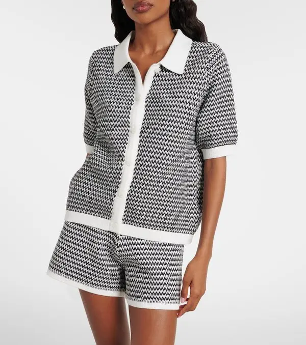 Varley Gaelle Chevron Cotton Cardigan - White