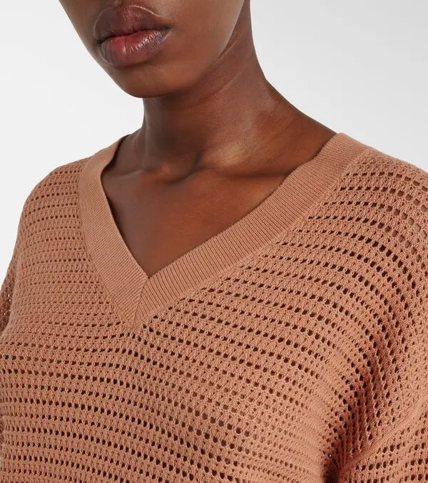 Varley Gaia Open-knit Cotton Sweater - Brown