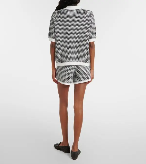 Varley Villiers Chevron Cotton Shorts - White
