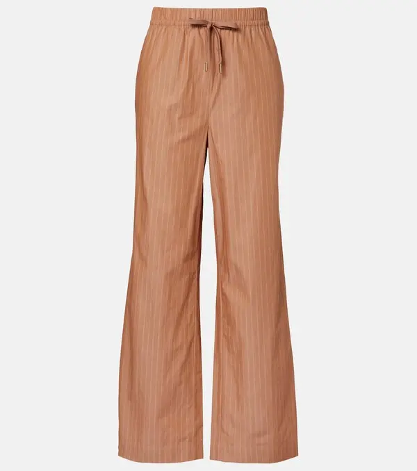 Varley Rowan Pinstripe Cotton Straight Pants - Brown