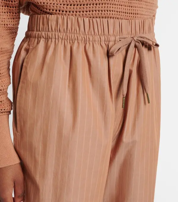 Varley Rowan Pinstripe Cotton Straight Pants - Brown