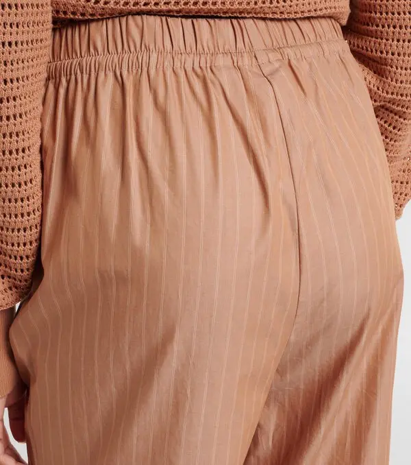 Varley Rowan Pinstripe Cotton Straight Pants - Brown