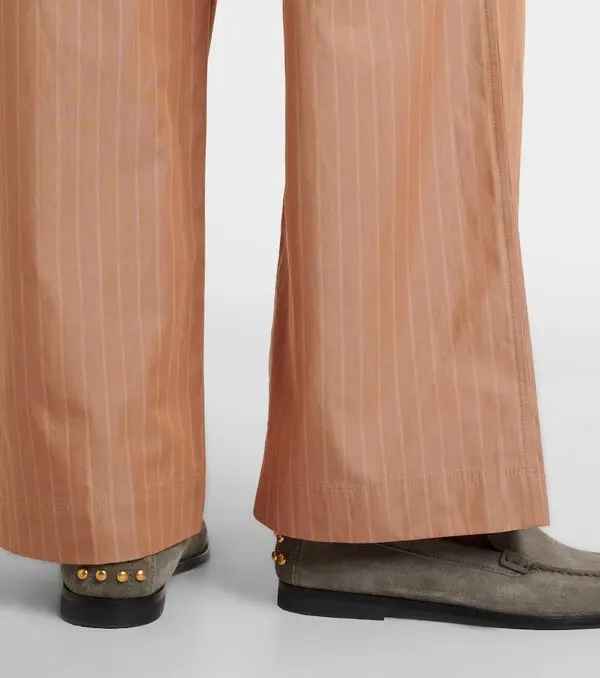 Varley Rowan Pinstripe Cotton Straight Pants - Brown