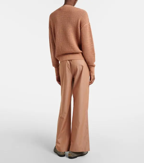 Varley Rowan Pinstripe Cotton Straight Pants - Brown