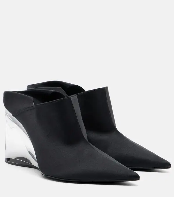 Alaïa Invisible Convertible Satin Wedge Mules - Black