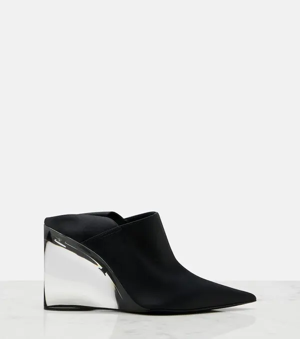 Alaïa Invisible Convertible Satin Wedge Mules - Black