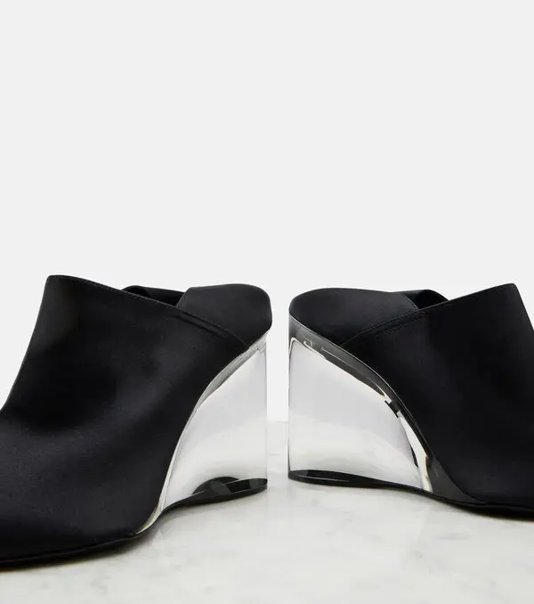 Alaïa Invisible Convertible Satin Wedge Mules - Black