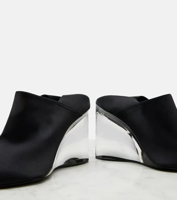 Alaïa Invisible Convertible Satin Wedge Mules - Black