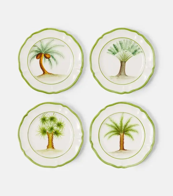 LES-OTTOMANS New Trees Set Of 4 Ceramic Salad Plates - White
