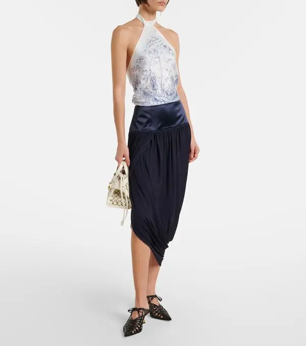 FERRAGAMO Draped Asymmetric Midi Skirt