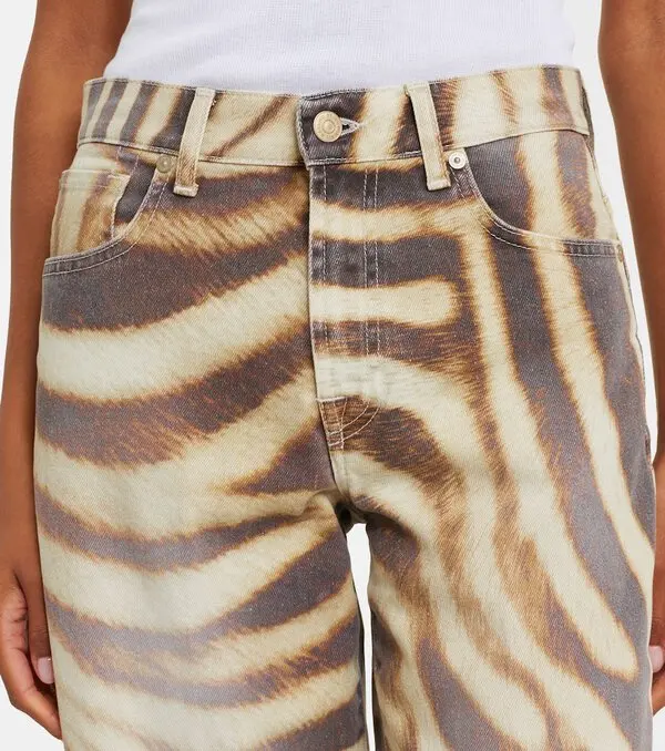 7 For All Mankind Stovepipe Zebra-print Straight Jeans