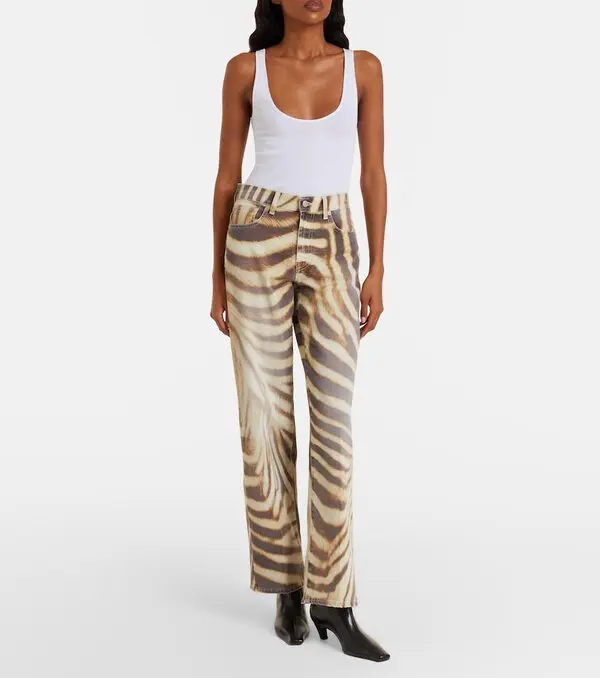 7 For All Mankind Stovepipe Zebra-print Straight Jeans