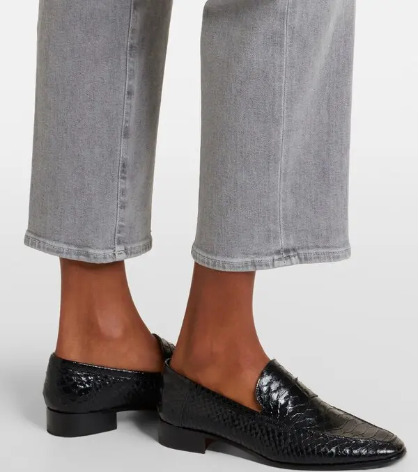 7 For All Mankind Calie Cropped Straight Jeans In Silver Wash