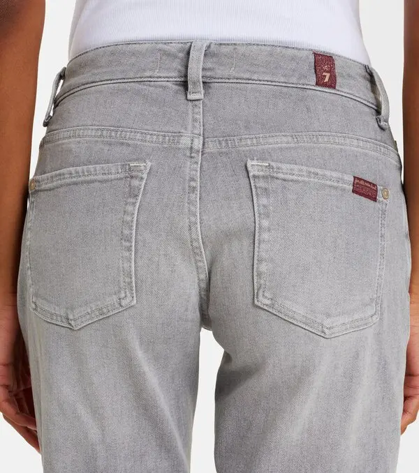 7 For All Mankind Calie Cropped Straight Jeans In Silver Wash