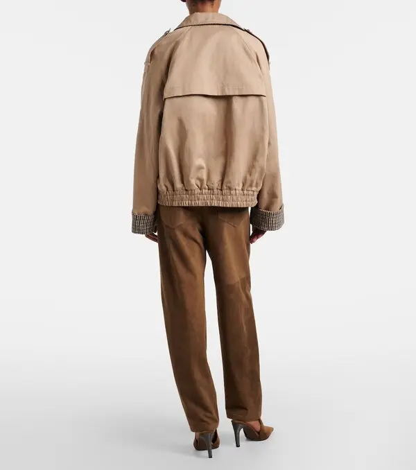 Brunello Cucinelli Monili Suede Straight Leg Pants