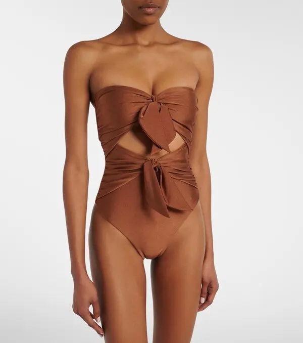 Zimmermann Bow-detail Cut Out Swimsuit - Brown