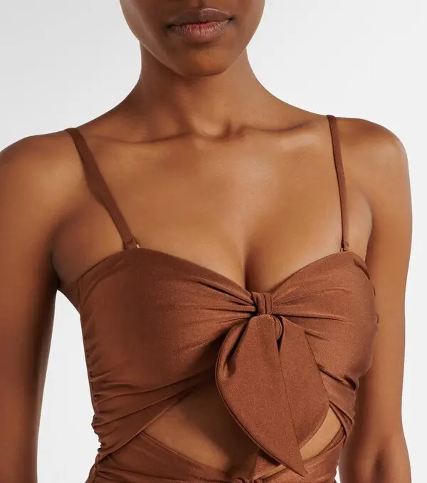 Zimmermann Bow-detail Cut Out Swimsuit - Brown