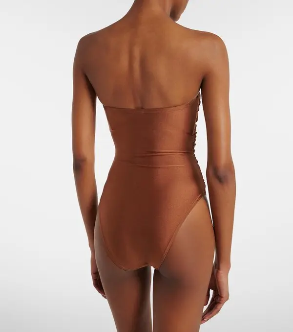 Zimmermann Bow-detail Cut Out Swimsuit - Brown