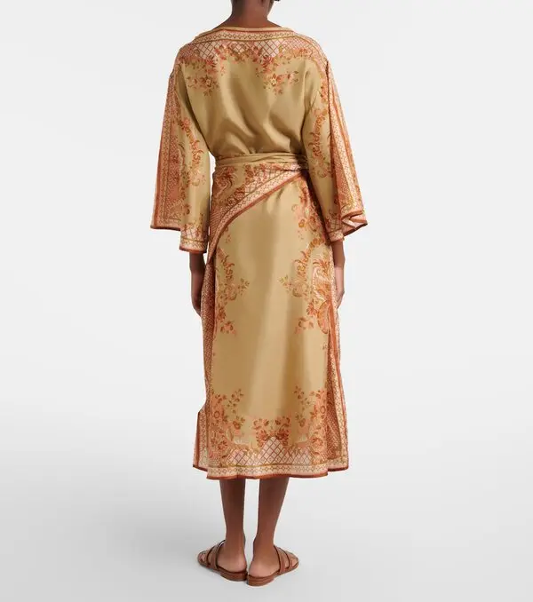 Zimmermann Belted Printed Silk Midi Dress - Multicoloured
