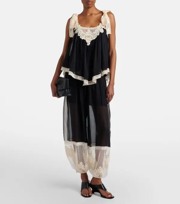 Zimmermann Roselight Cotton And Silk Balloon Pants