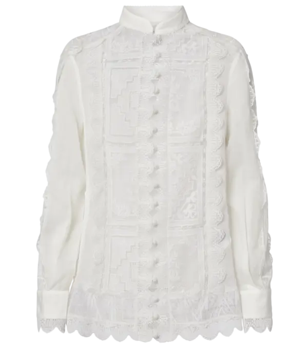 Zimmermann Floral Lace Ramie Shirt - White