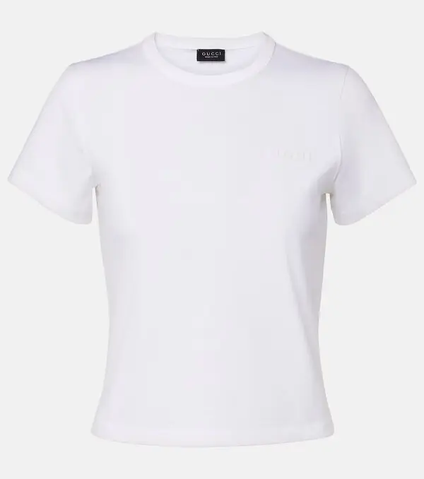Gucci Cotton Jersey T-shirt With Embroidered Logo - White
