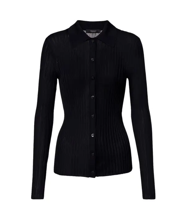 Gucci Ribbed Knit Cardigan - Black