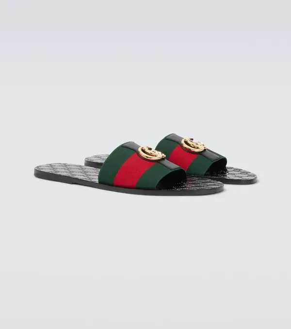 Gucci Riviera Double G Slides - Multicoloured