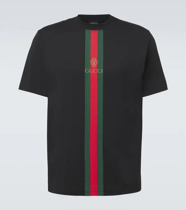 Gucci Web Stripe Cotton T-shirt - Black