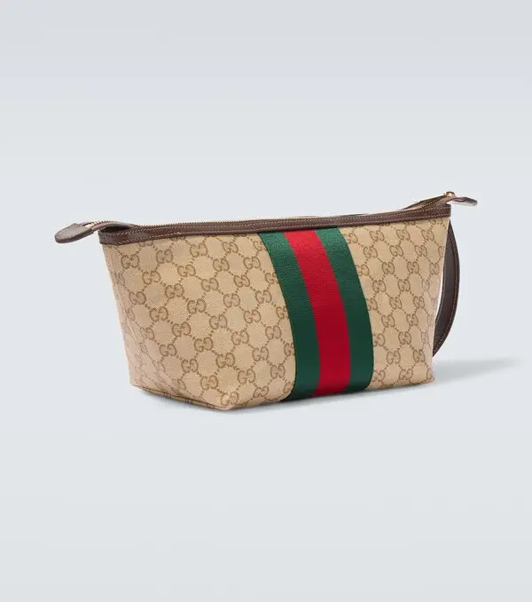Gucci Essence Classic Gg Canvas Toiletry Bag - Brown