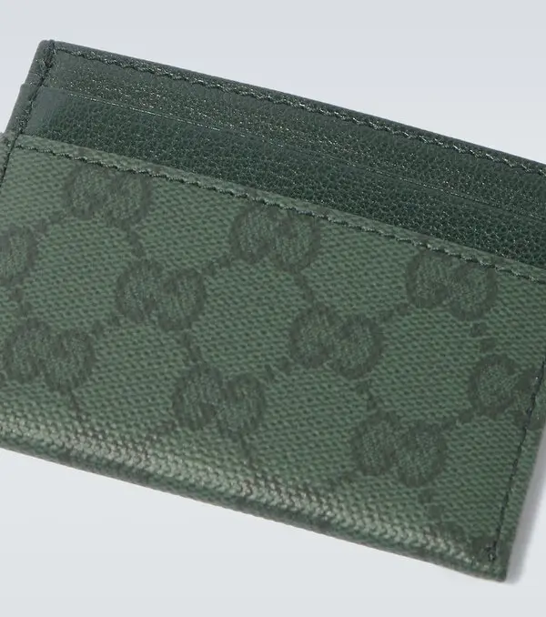 Gucci Essence Classic Gg Canvas Card Holder - Green