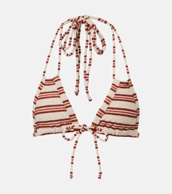 MONTCE Euro Striped Triangle Bikini Top - White
