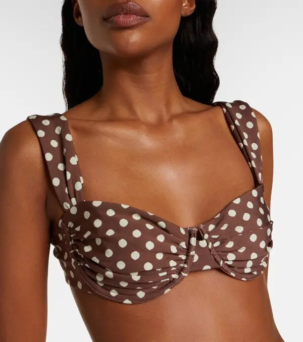 MONTCE Bella Polka-dot Bikini Top - Brown