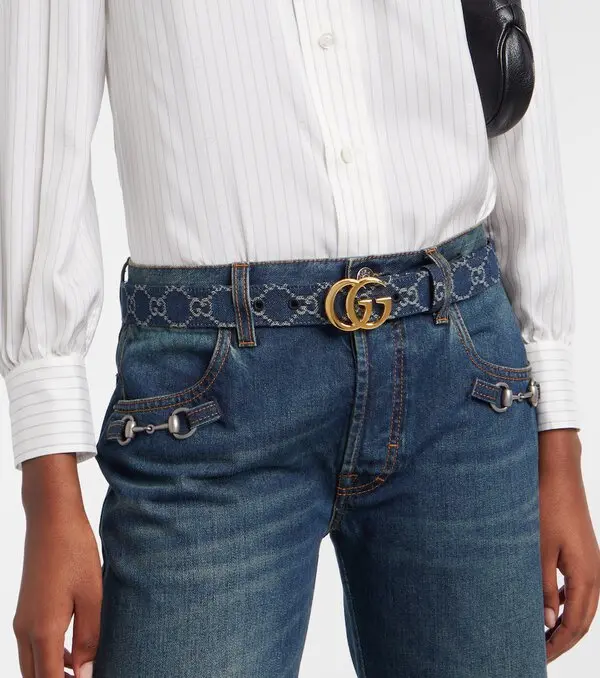 Gucci Gg Marmont Denim Belt - Blue