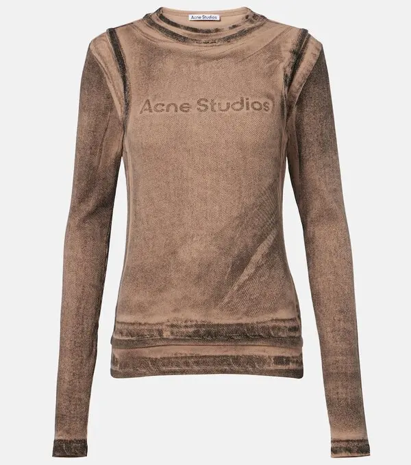 Acne Studios Printed Cotton-blend T-shirt - Brown