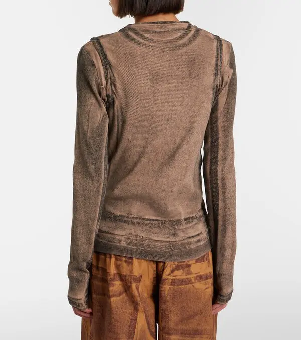 Acne Studios Printed Cotton-blend T-shirt - Brown