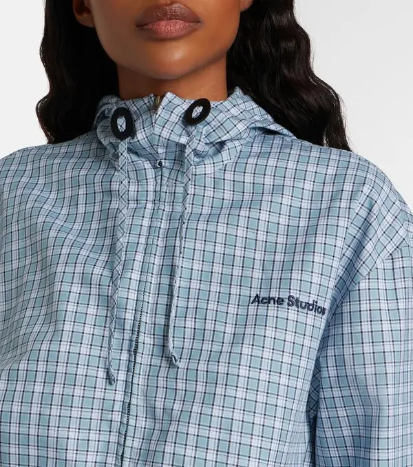 Acne Studios Checked Hooded Technical Jacket - Blue