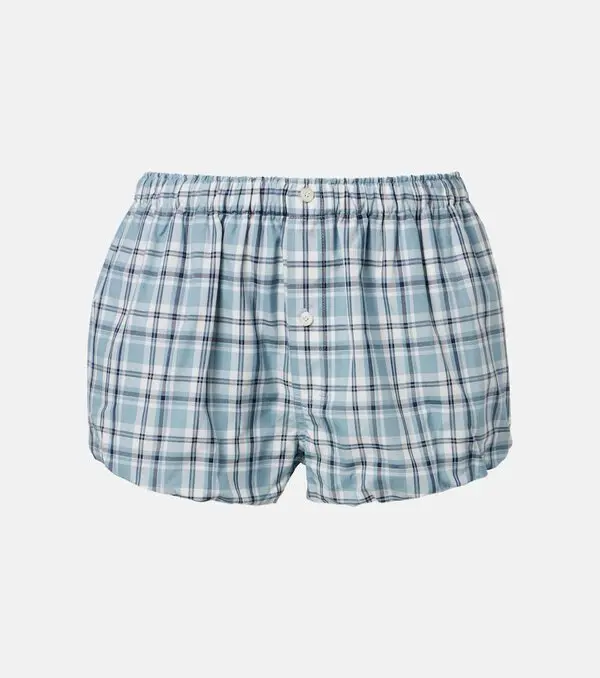 Acne Studios Checked Cotton Shorts - Blue