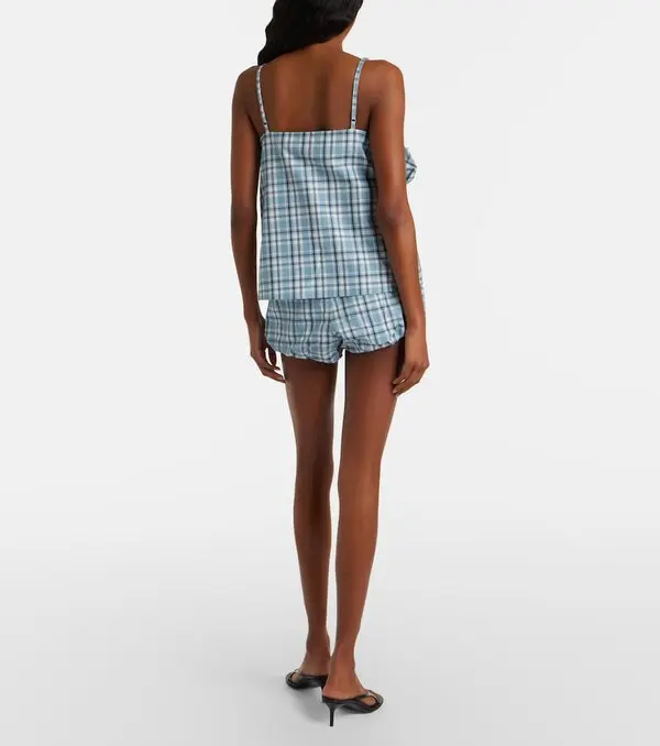 Acne Studios Checked Cotton Shorts - Blue