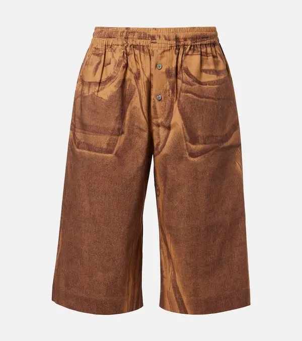 Acne Studios Printed Cotton Bermuda Shorts - Brown