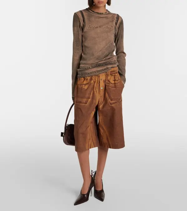 Acne Studios Printed Cotton Bermuda Shorts