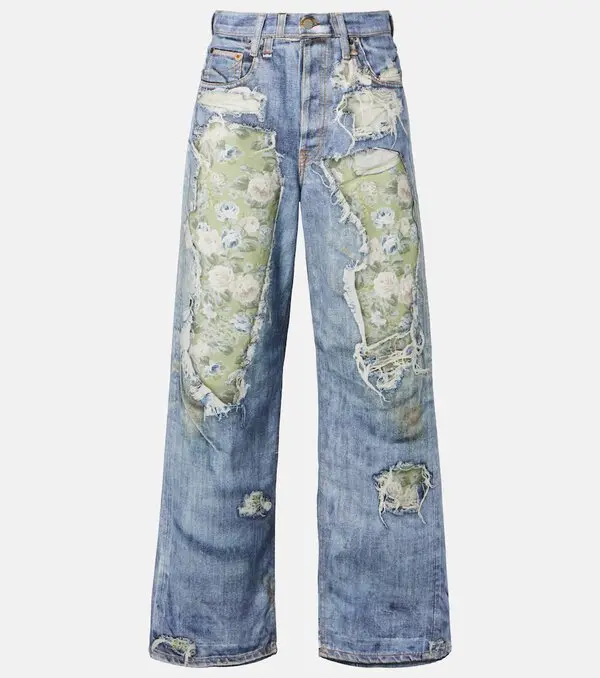 Acne Studios Printed Wide-leg Jeans - Blue