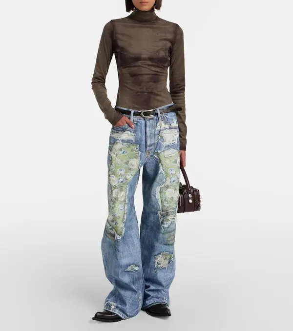 Acne Studios Printed Wide-leg Jeans - Blue