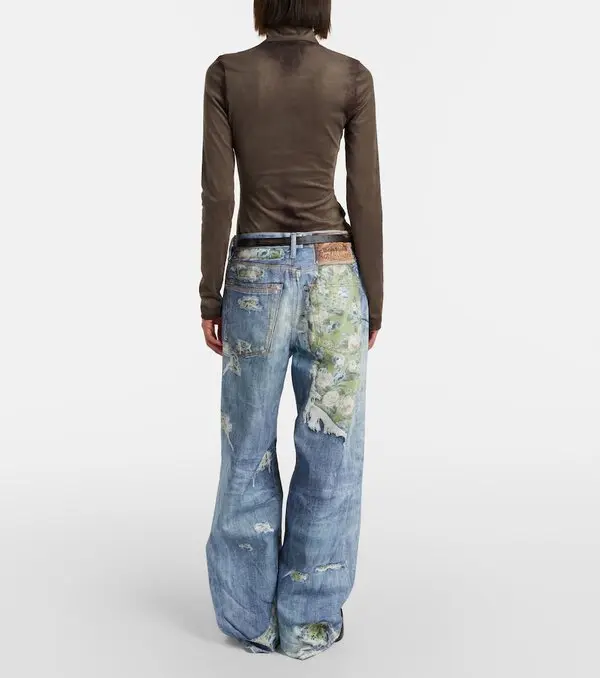 Acne Studios Printed Wide-leg Jeans - Blue