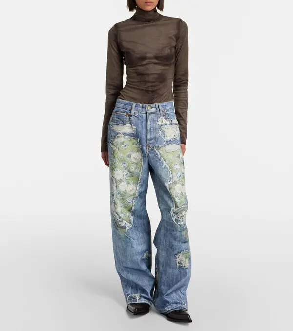 Acne Studios Printed Wide-leg Jeans - Blue