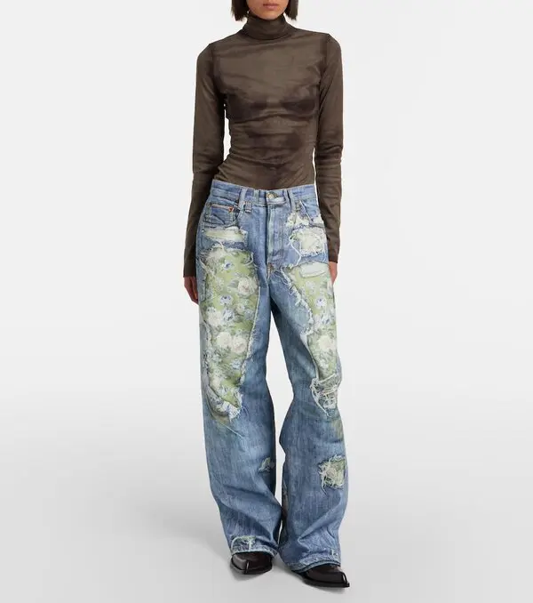 Acne Studios Printed Wide-leg Jeans