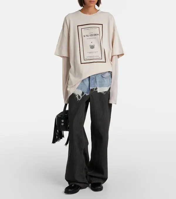 Acne Studios Layered Logo Cotton T-shirt - White