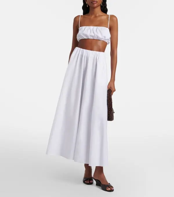 Staud Milano Pleated Maxi Skirt - White