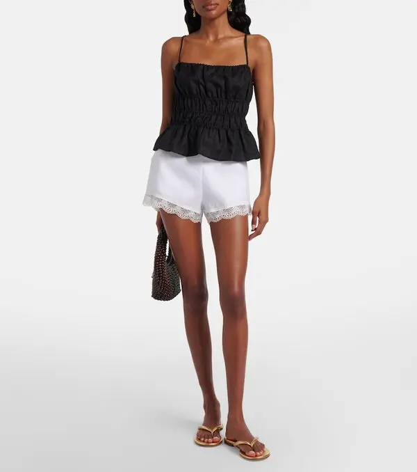Staud Von Lace-trimmed Linen Shorts - White