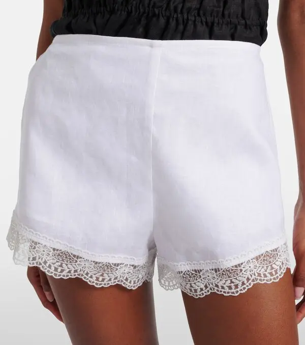 Staud Von Lace-trimmed Linen Shorts - White